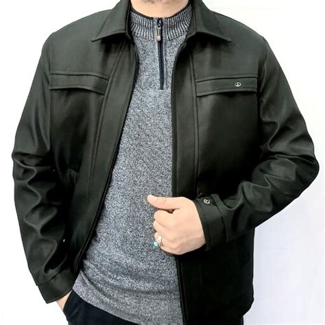 خرید و قیمت کاپشن مردانه یقه پیراهنی مشکی سانتانا کره ای هدیه روز پدر