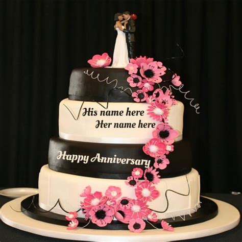 Write Your Couple Name On Happy Wedding Anniversary Cake Pic
