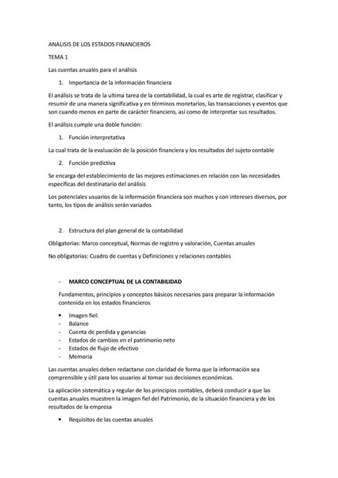 Analisis De Los Estados Financieros Analisis De Los Estados