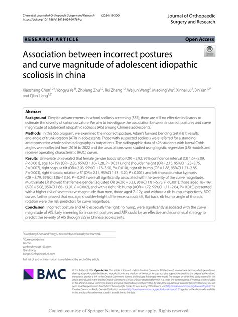 Pdf Association Between Incorrect Postures And Curve Magnitude Of Adolescent Idiopathic