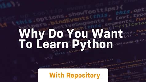 Why Do You Want To Learn Python Youtube