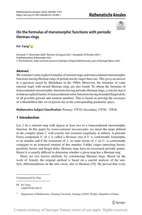 On The Formulas Of Meromorphic Functions With Periodic Herman Rings