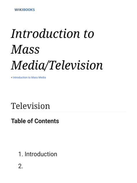 Introduction To Mass Media Television Wikibooks Open Books For An Open World Pdf