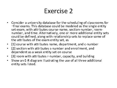 ERD Example Exercise 1 Question 1 A University