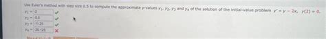 Solved Use Euler S Methed With Step Size 0 5 To Compute The Chegg Com