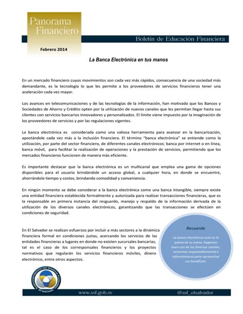 La Banca Electrónica en tus manos Febrero 2014