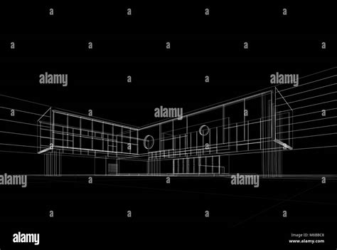 Building Blueprint D Rendering Stock Photo Alamy