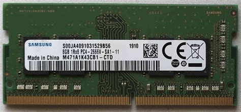 8gb 1rx8 Pc4 2666v Sa1 11 Samsung Arbeitsspeicher Ram
