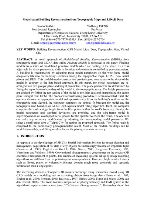 Pdf Model Based Building Reconstruction From Topographic Maps And Lidar Data