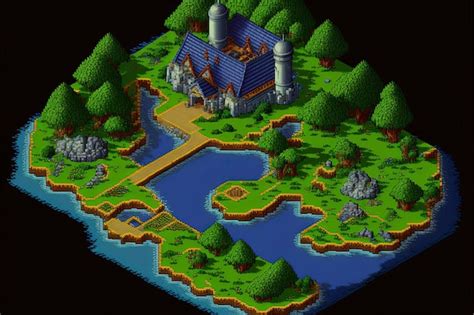 Pixel Art Fantasy Rpg Mappa Di Gioco Mappa Isometrica Top View Sfondo
