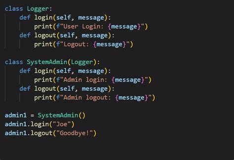 the first image is simple example demonstrating inheritance and method