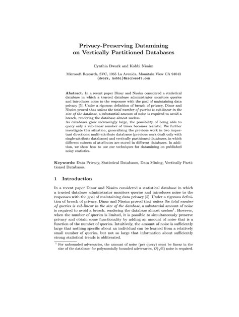 fillable online pdf privacy preserving datamining on vertically