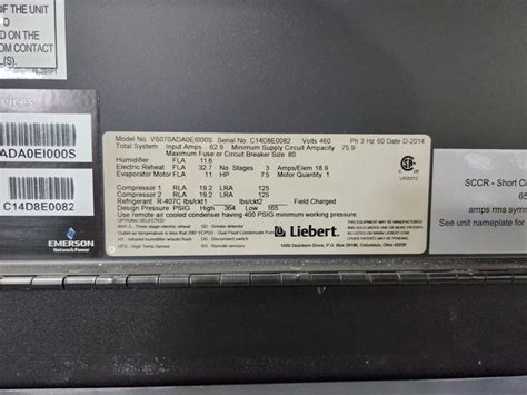 20 Ton Liebert Air Conditioner Vs070a Homestead Power And Equipment