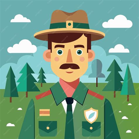 Park Ranger Vector Illustration Flat Style Outdoor Professional