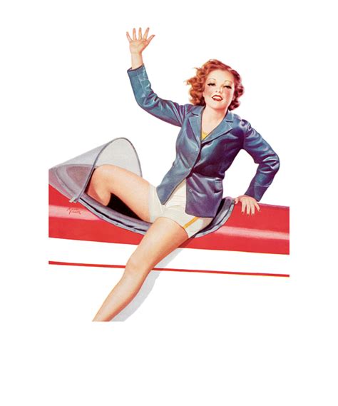 Nostalgic Pin Up Girls Climbing Out Of A Cockpit Bachelor Party Pinup