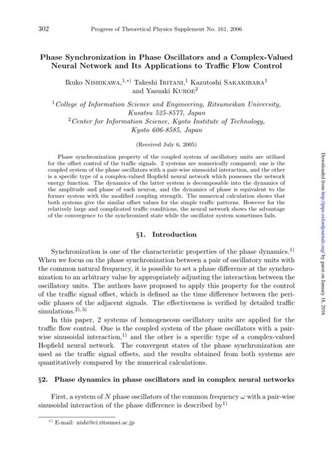 Pdf Phase Synchronization In Phase Oscillators And A Complex Valued