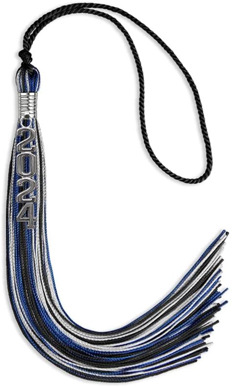 Endea Graduation Mixed Triple Color Tassel With Silver Stacked Date
