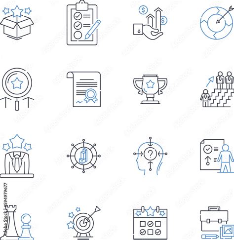 Career Objectives Line Icons Collection Ambition Success Growth