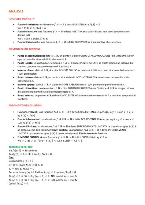 Analisi I E Analisi Ii Docsity