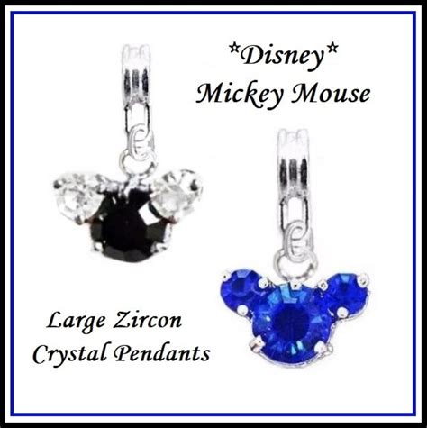 Beautiful Mickey Mouse Head Ears With Swarovski Crystals 18kgp Dangle