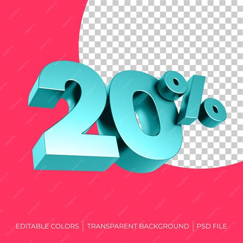 Premium PSD | 20 percent 3d rendered blue green on red and transparent ...