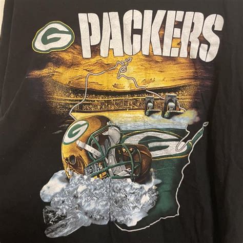 Vintage Green Bay Packers Xxl Black T Shirt Depop