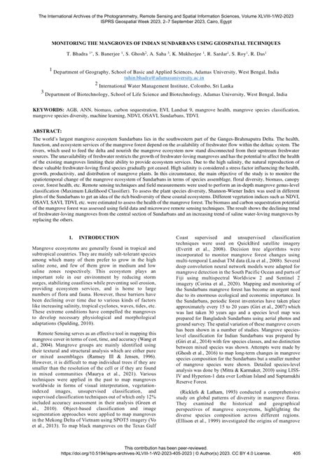Pdf Monitoring The Mangroves Of Indian Sundarbans Using Geospatial Techniques