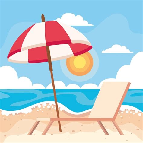 Free Vector Beach Chair And Umbrella Scene