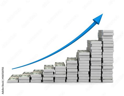 Money Graph 3d Illustration Isolated On White Background Stock