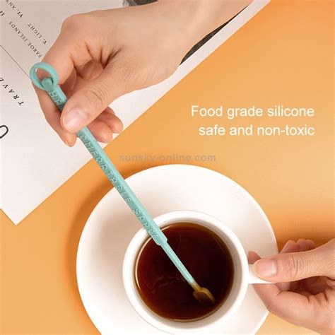 4 Pcs 실리콘 교반 스틱 커피 스푼 롱 핸들 칵테일 스틱 칵테일 교반 스틱 핑크