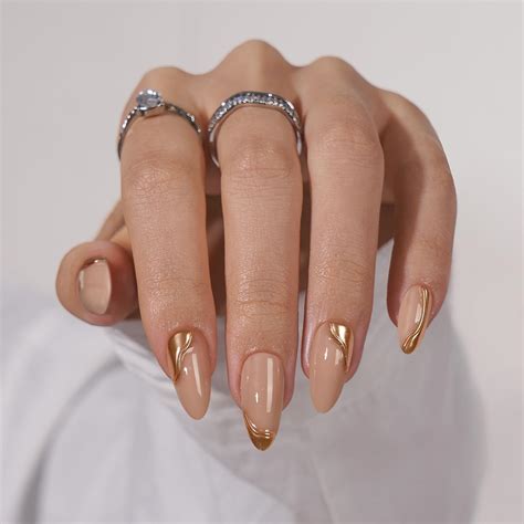 Amazon BTArtbox Press On Nails Almond Fall Glue On Nails Medium With D Sculpting