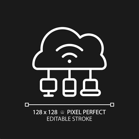 Cloud Based Iot Pixel Perfect White Linear Icon For Dark Theme Internet Of Things Features
