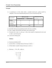 Linear Programming Example And Solution Course Hero
