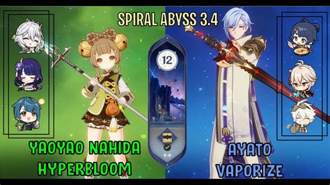 YaoYao Nahida Hyperbloom Ayato Vaporize Spiral Abyss Floor Genshin Impact YouTube