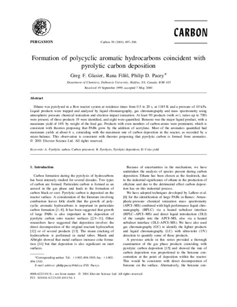 Pdf Pyrolysis Of Ethane Pah And Carbon Deposition