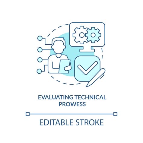 Evaluating Technical Prowess Turquoise Concept Icon Employment
