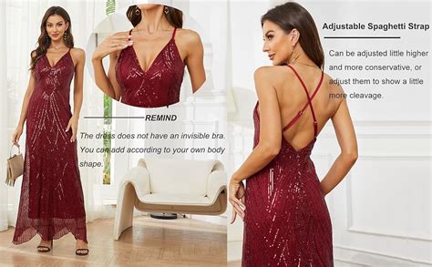 Womens V Neck Spaghetti Straps Sequin Sparkly Glitter