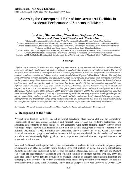Pdf Assessing The Consequential Role Of Infrastructural Facilities In Academic Performance Of