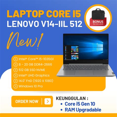 Jual LAPTOP LENOVO CORE I5 1035G1 RAM 20GB SSD 512GB 14 FHD WINDOWS 10 PRO ORIGINAL