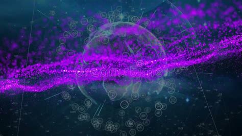 Global Data Network Animation With Purple Particles Over Digital Earth Stock Video Video Of