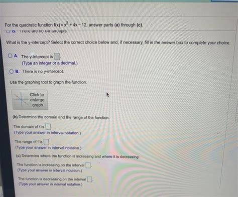 solved for the quadratic function f x x2 4x 12
