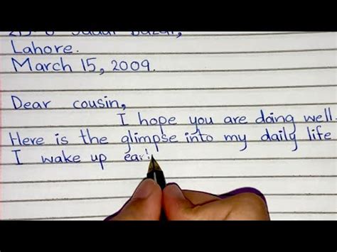 Informal Letter To Cousin Describing Your Daily Routine To Her Him In English Simple