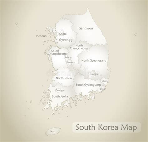 Mappa Della Corea Del Sud Divisione Amministrativa Con Nomi Passato