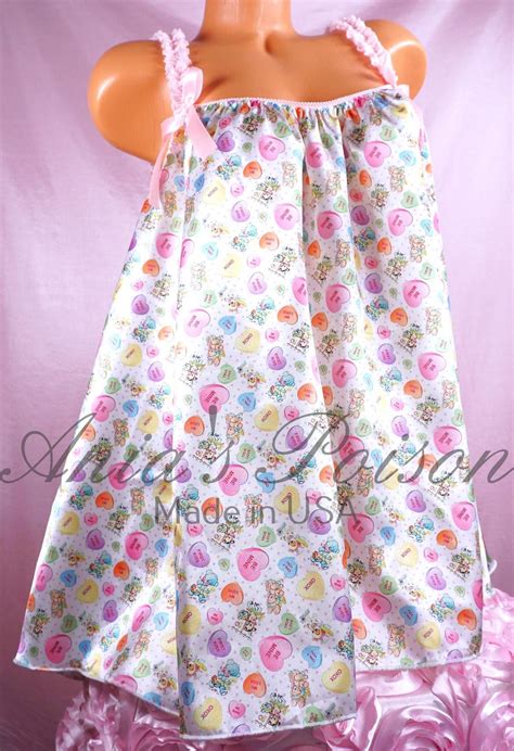 Valentines Day Conversation Hearts Mini Satin Nightie Frilly Sissy