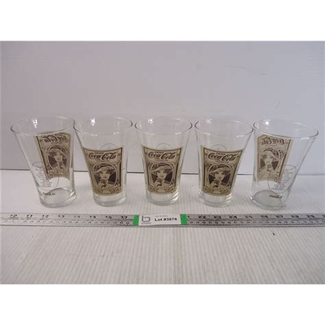 5 Vintage Coca Cola Flare 16 Oz Glasses No Chips Or Cracks
