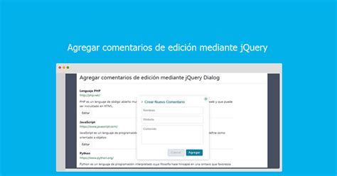 agregar comentarios de edición mediante jquery baulphp