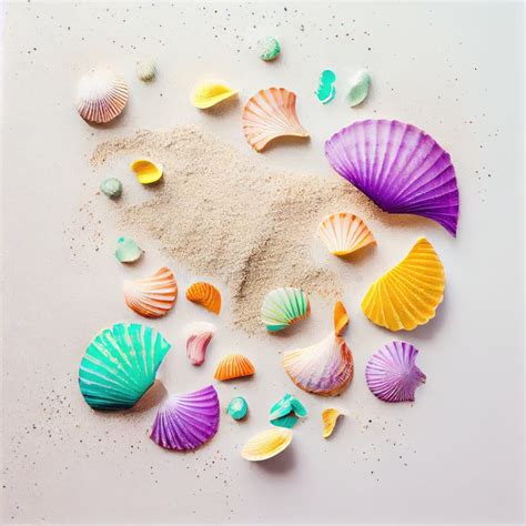 Sea Shell Texture Background Colorful Seashell Pattern Sea Shells On Sand Abstract Generative