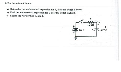 solved for the network shown a determine the mathematical