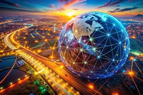 Surveying A Digital Sphere An Aerial Perspective Of A Futuristic Technological Landscape