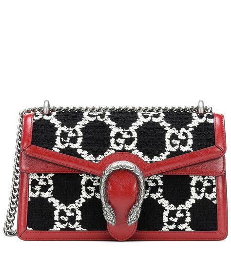 Gucci Dionysus GG Tweed Small Shoulder Bag Black Red Save 30 Lyst